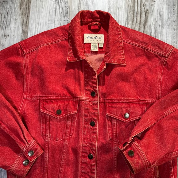 Eddie Bauer | Jackets & Coats | Vtg Eddie Bauer Vintage Red Denim ...
